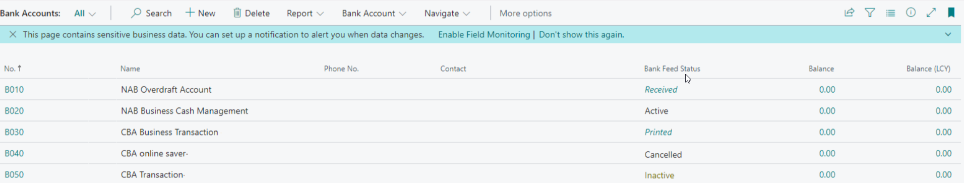 ACSISS direct bank feed status in Wiise Australia